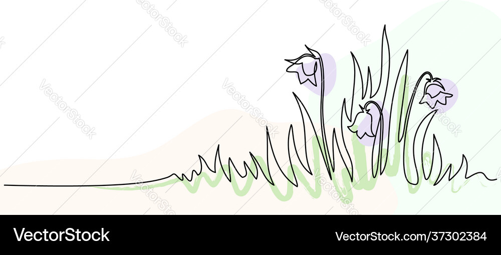 Abstract meadow line with grass and flowers Vector Image