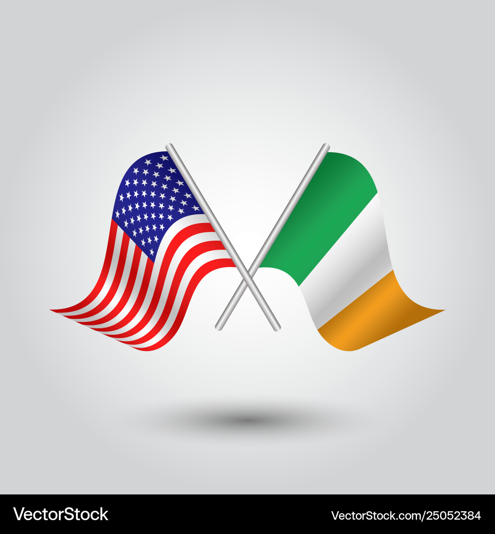 American and Irish Flags - Crossed Royalty Free Vector Image