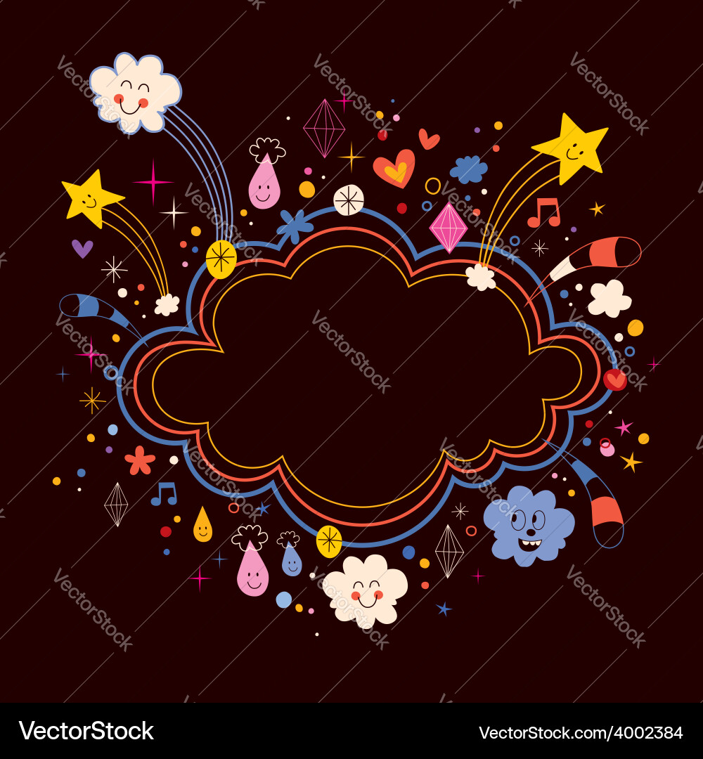 Cartoon Star Cloud Frame Banner Royalty Free Vector Image
