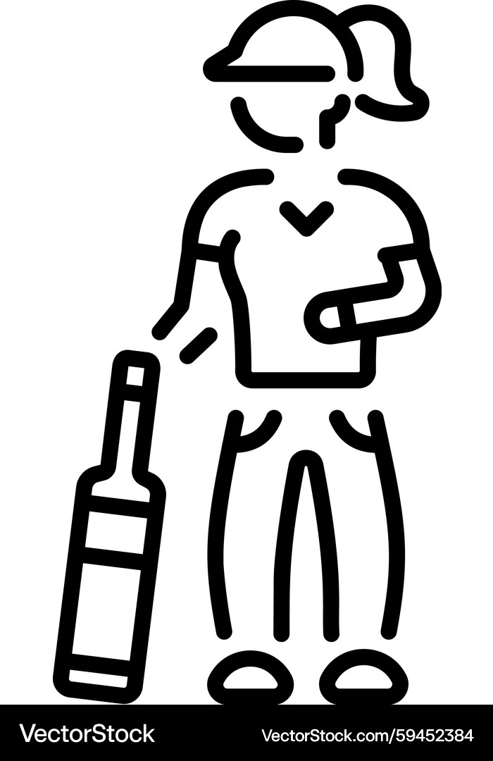 Female Cricketer Icon Royalty Free Vector Image