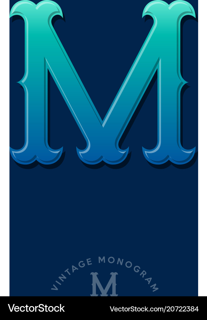 M monogram blue green gradient letters initial Vector Image