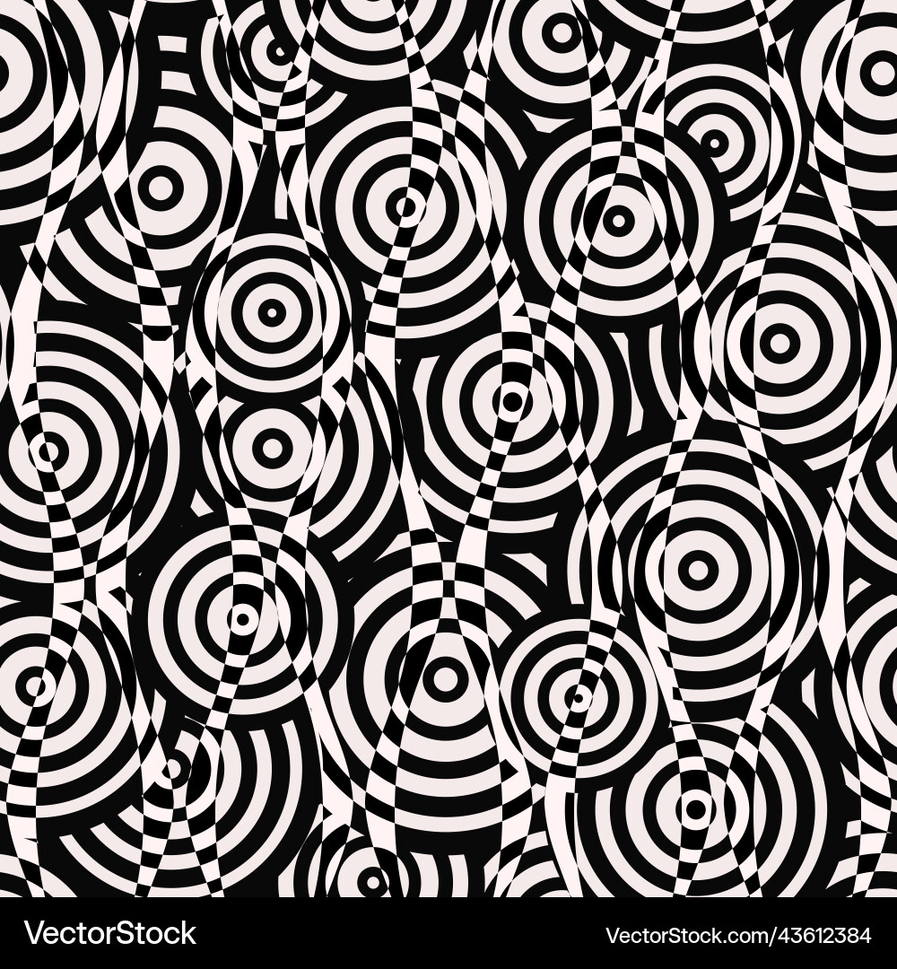 Monochrome psychedelic circle seamless pattern Vector Image