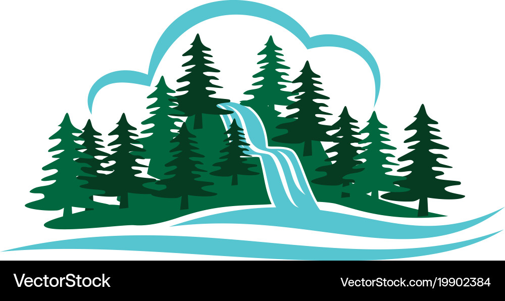 Mountain waterfall Royalty Free Vector Image - VectorStock