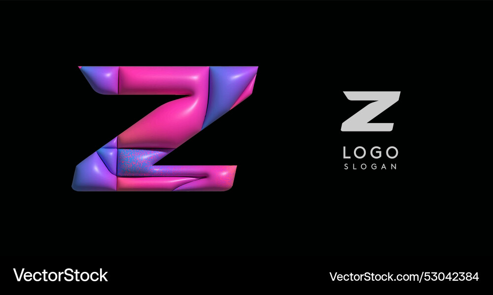 Sporty 3d bubble letter z puzzle-like volume Vector Image