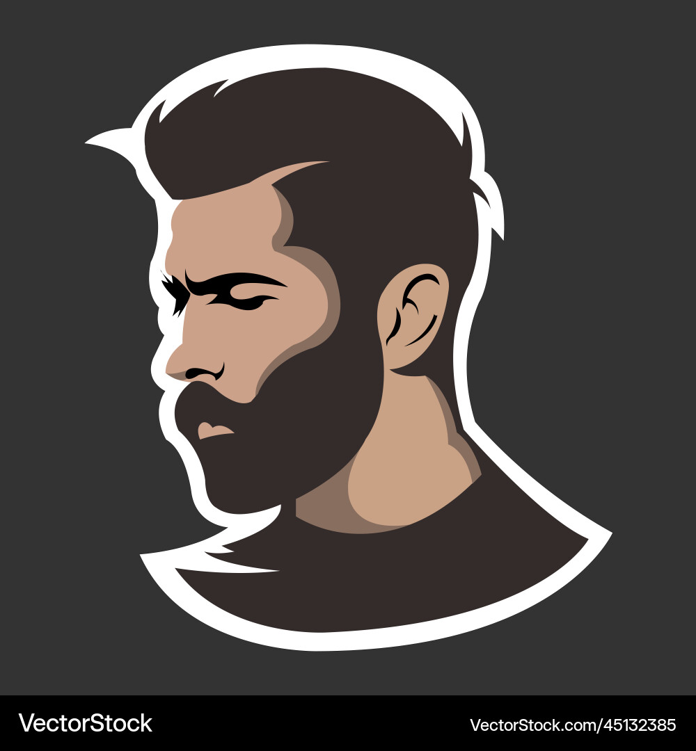 Beard man barber shop logo professional Royalty Free Vector