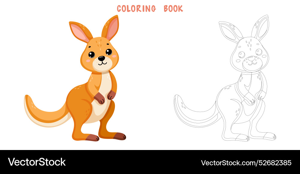 Coloring book of kangaroo Royalty Free Vector Image