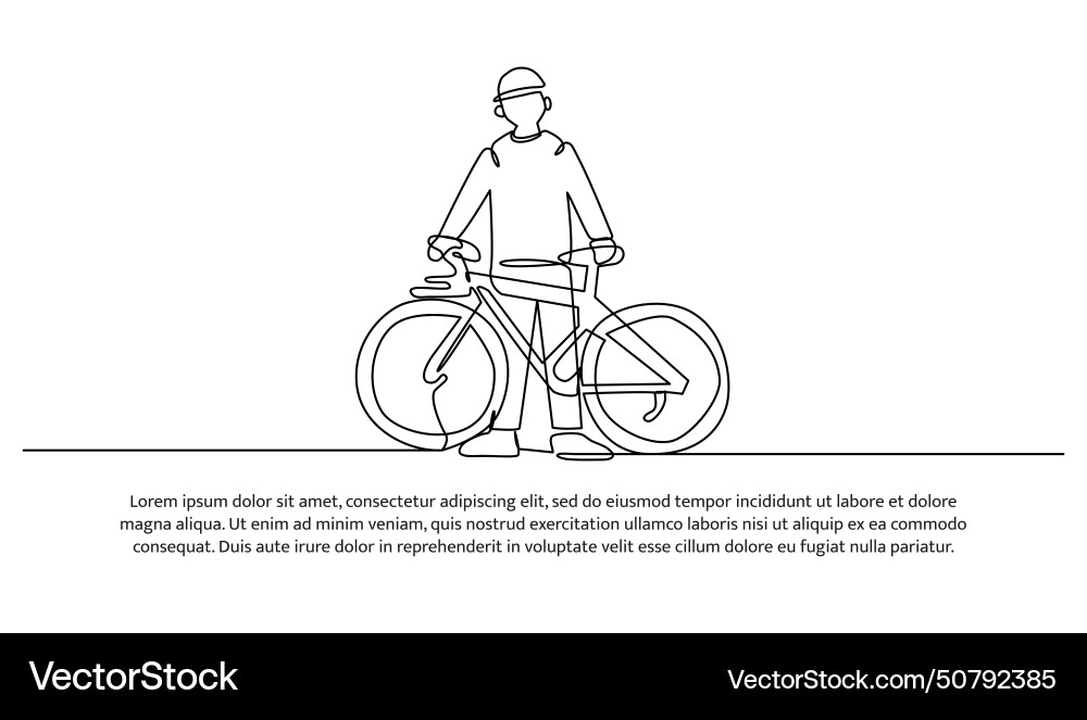 Continuous line design of people pushing bicycles Vector Image
