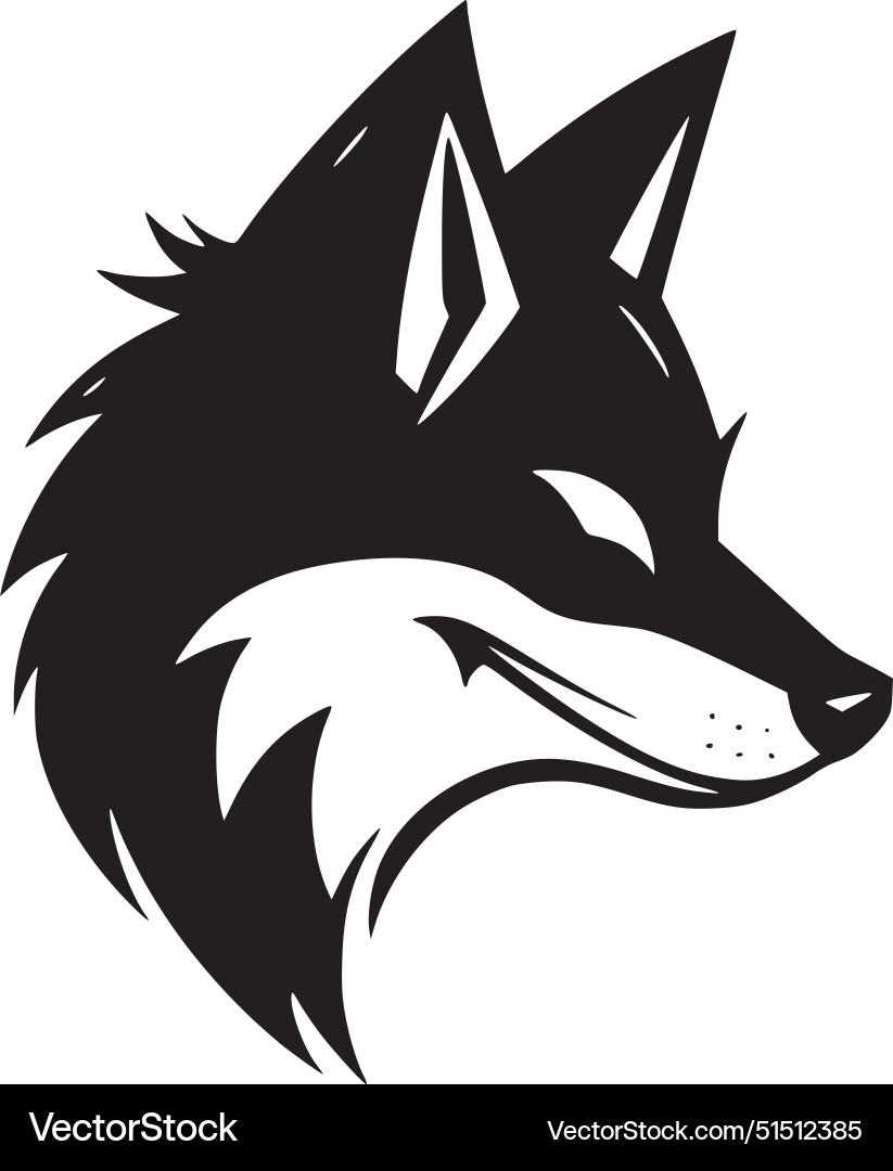 Fox - black and white Royalty Free Vector Image