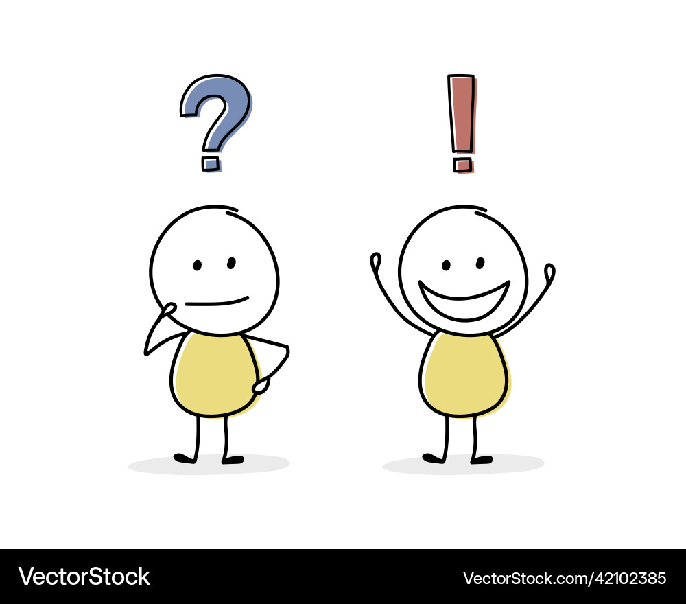 Funny stickmen with question and exclamation mark Vector Image