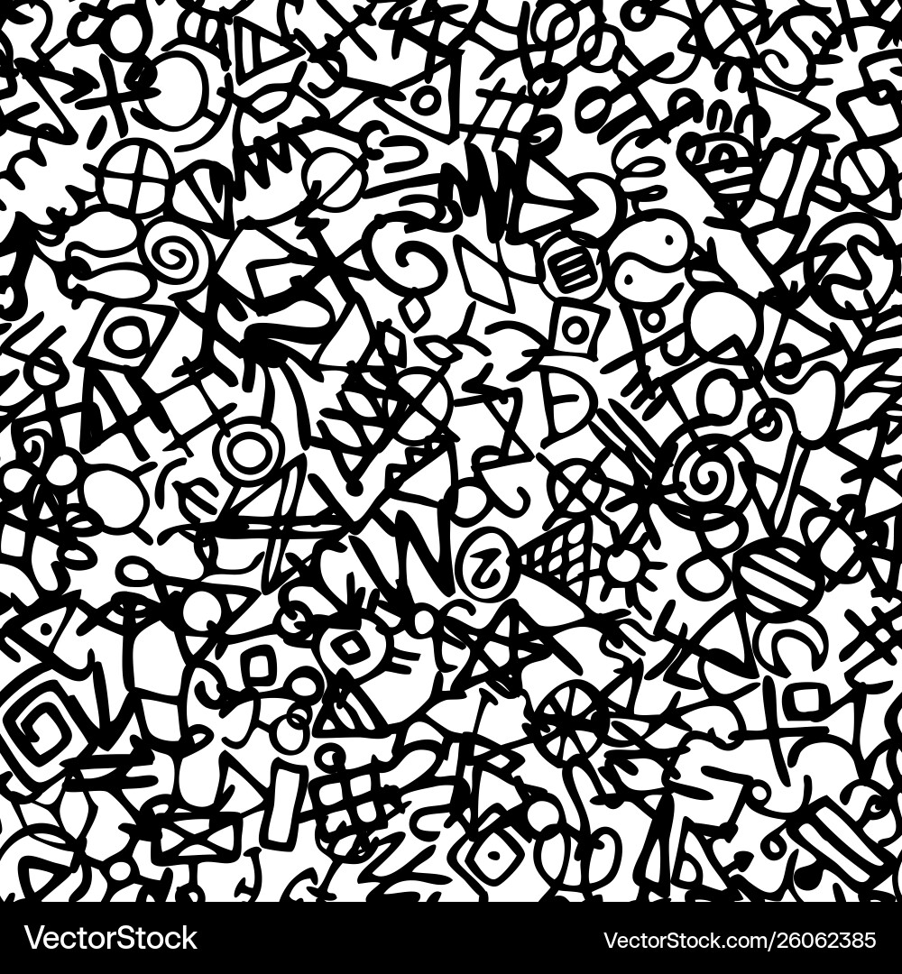 Hand drawn seamless pattern with glyphs Royalty Free Vector