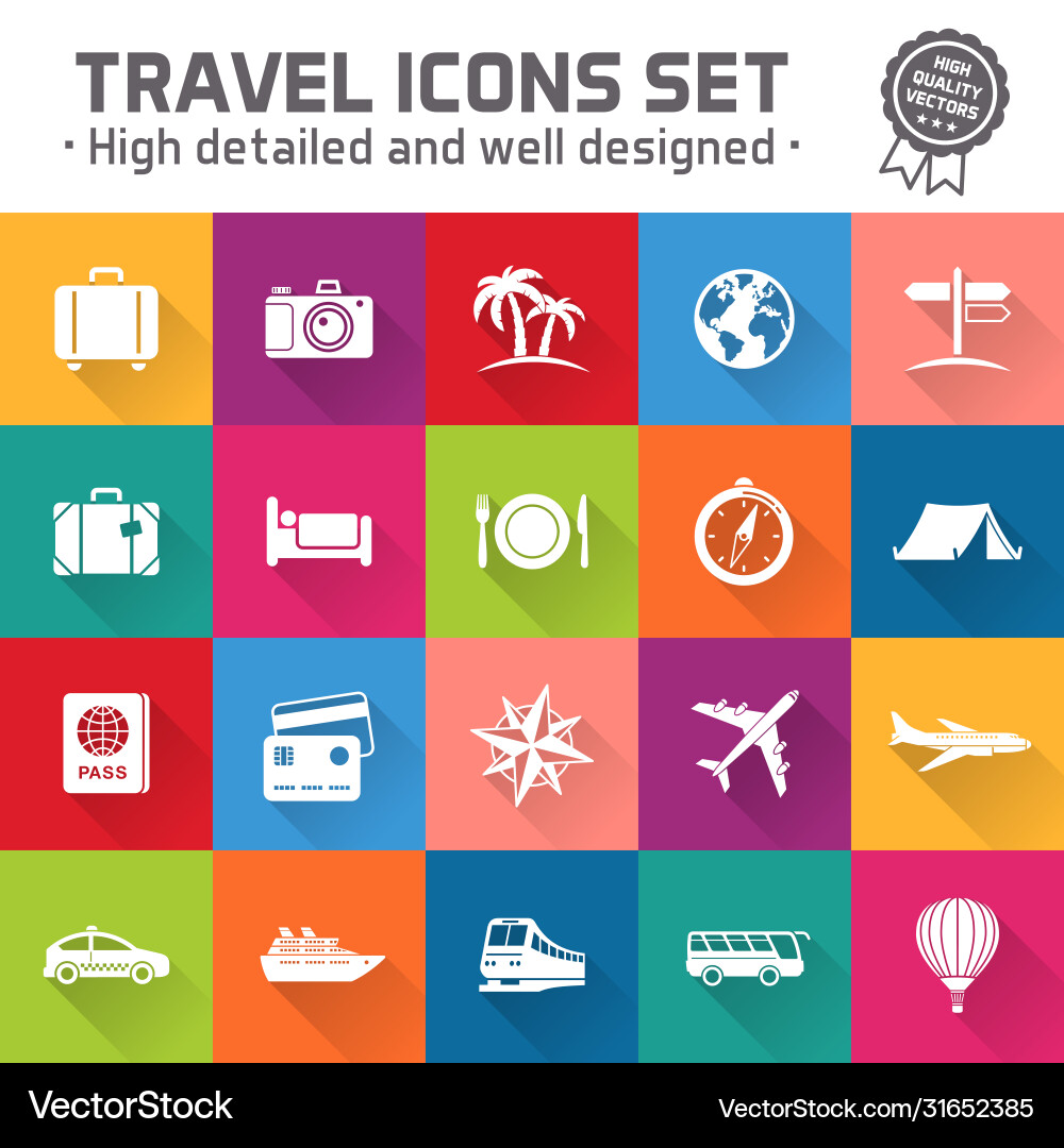 Hi quality travel icon set Royalty Free Vector Image