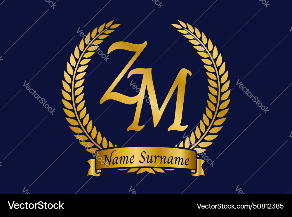 Initial letter z and m zm monogram logo design Vector Image