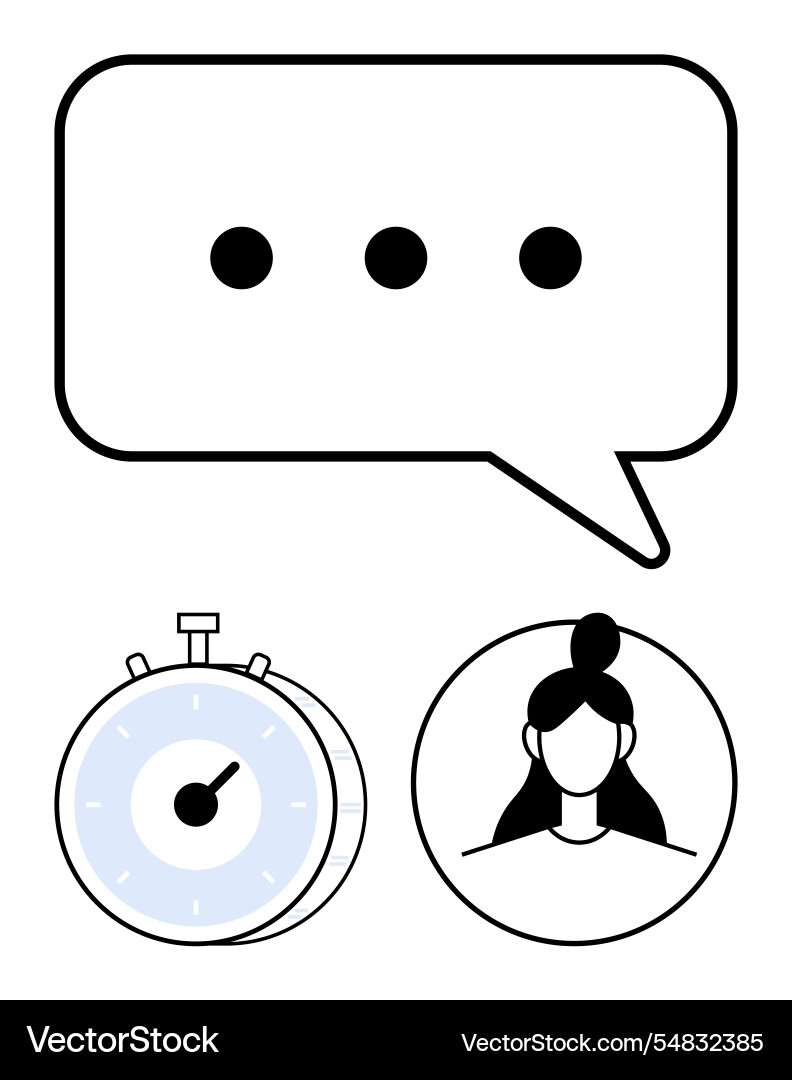 Messaging user profile and timer icons Royalty Free Vector