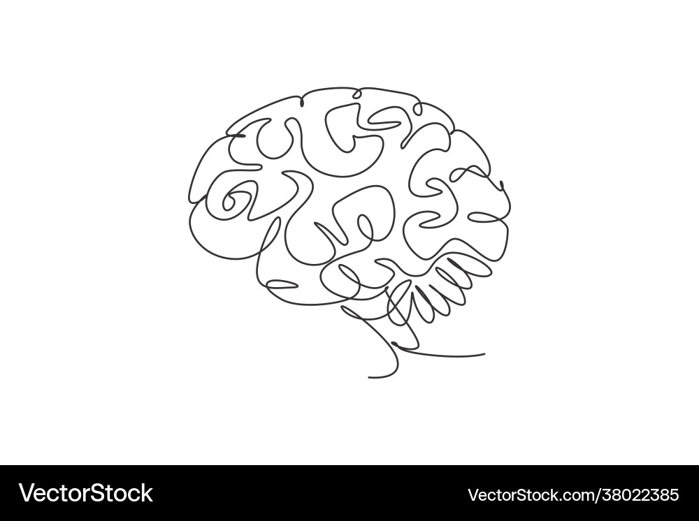 One single line drawing smart human brain from Vector Image