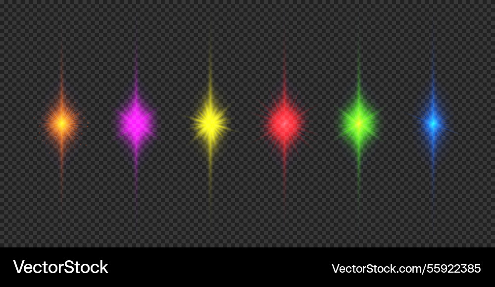 Set of multicolor light effects lens flares Vector Image