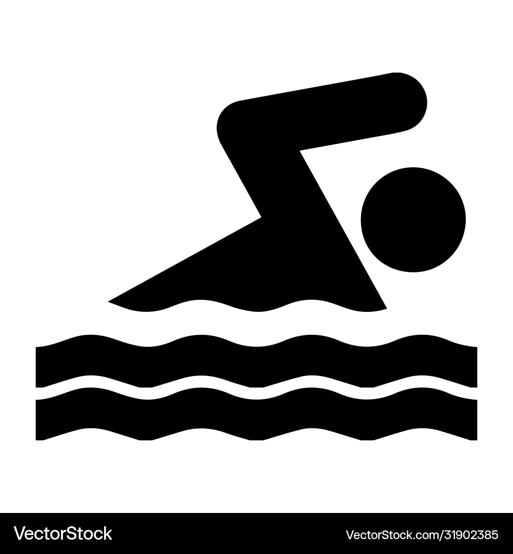 Stick figure swimming front crawl freestyle icon Vector Image