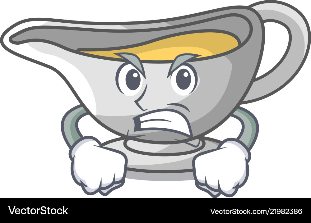 Angry Sauce Boat with Turkey Gravy Royalty Free Vector Image