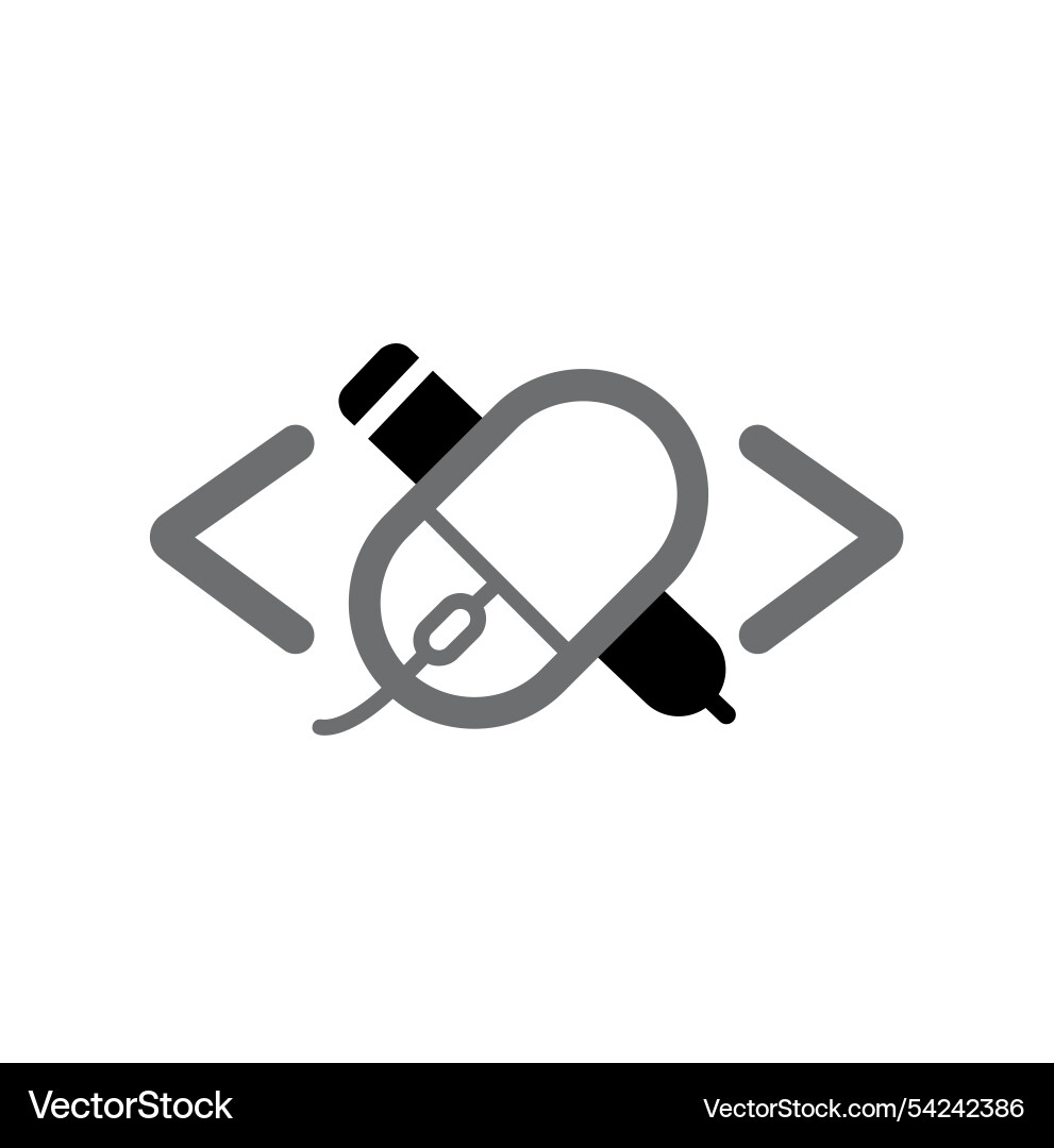 Creative mouse and pen code symbol logo Royalty Free Vector