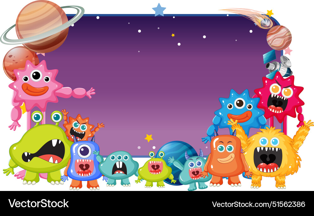 Cute aliens with planets in the background Vector Image