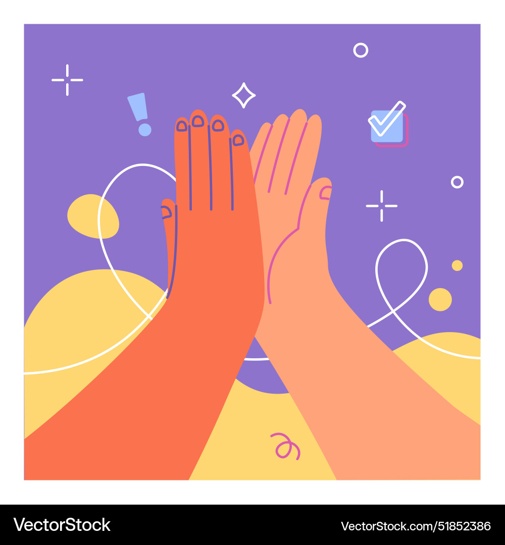 Doodle hand high five clap abstract geometric Vector Image