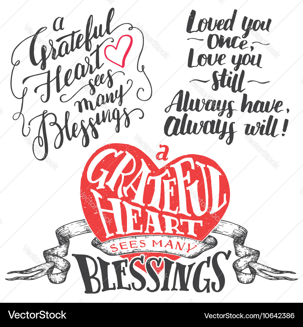 Gratitude Hand Lettering Set - Heart & Blessings