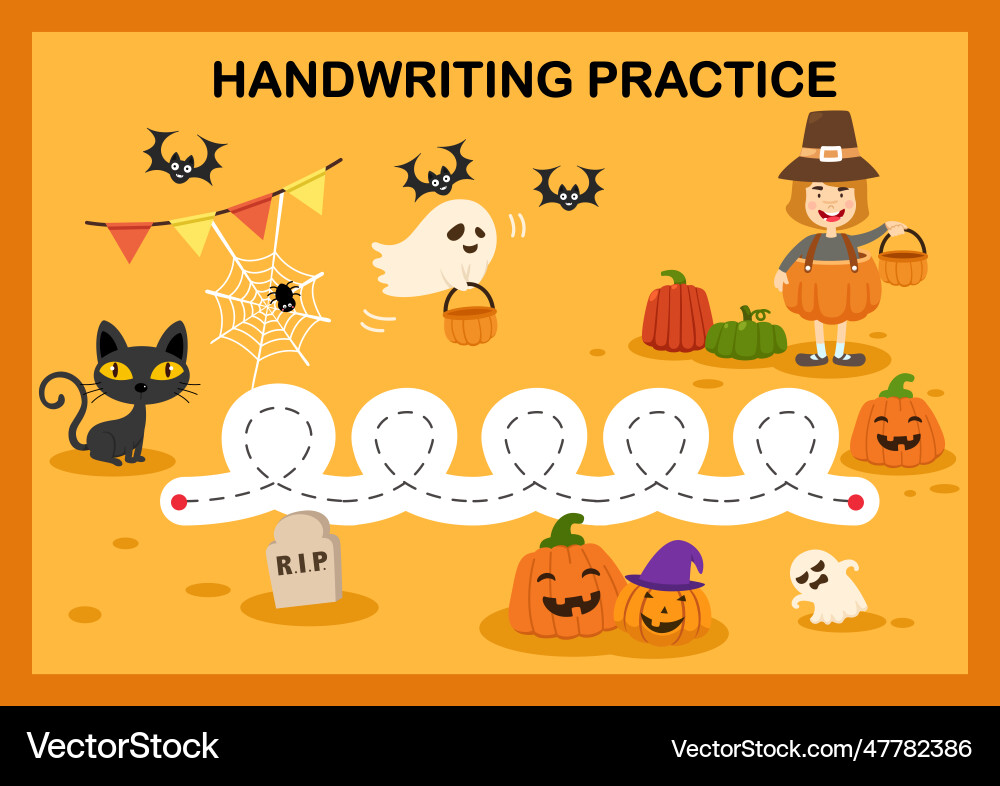 Handwriting practice sheet Royalty Free Vector Image