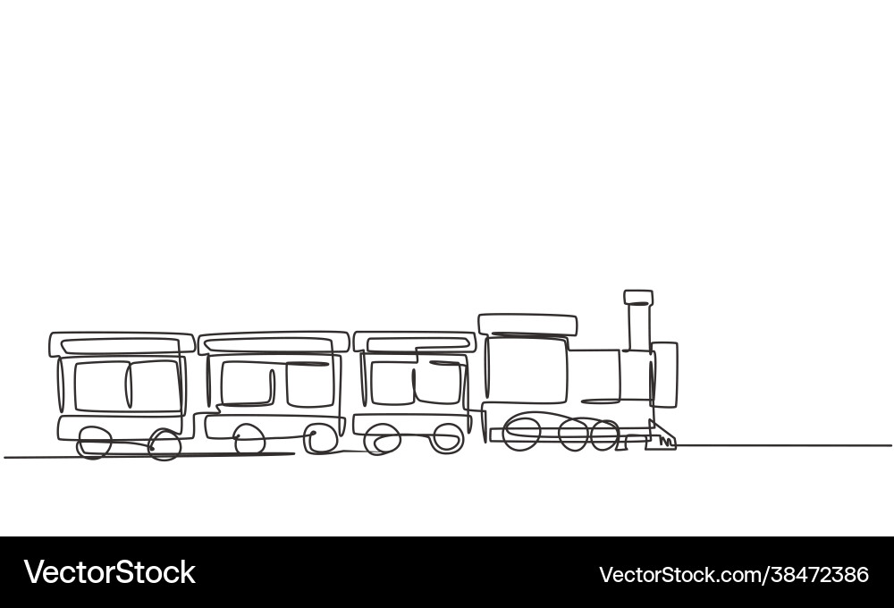 Single one line drawing a train locomotive Vector Image