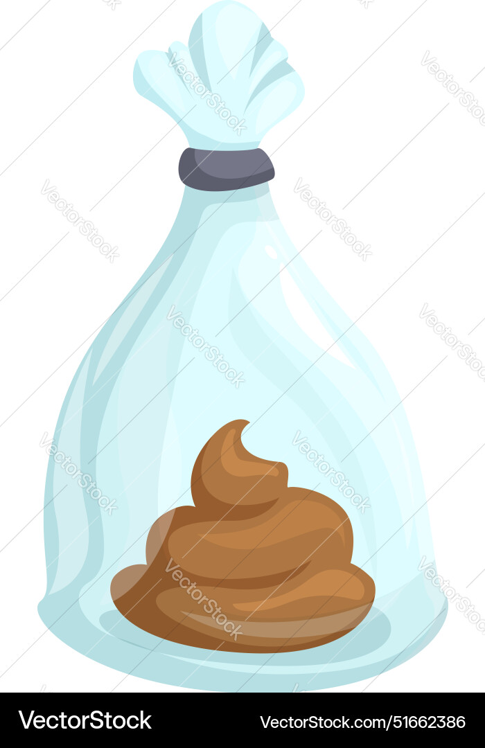 Transparent plastic bag containing dog poop being Vector Image