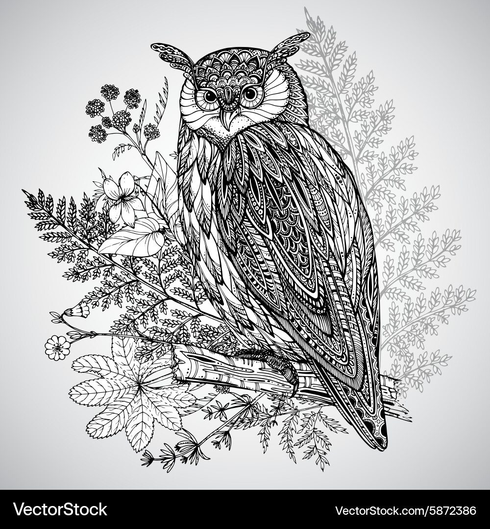 Wild totem animal - owl Royalty Free Vector Image