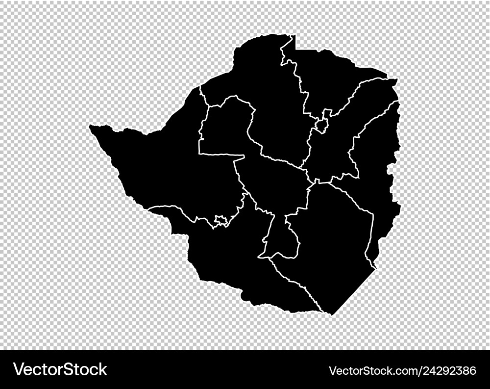 Zimbabwe map - high detailed black Royalty Free Vector Image