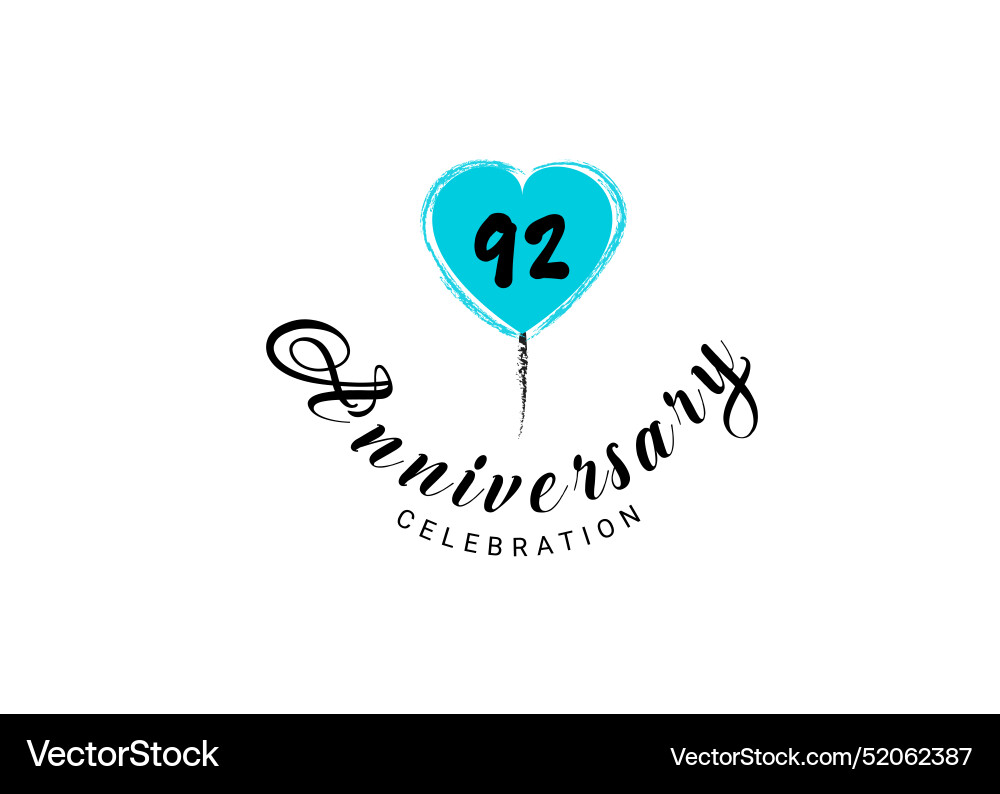 92 years anniversary celebration logo Royalty Free Vector
