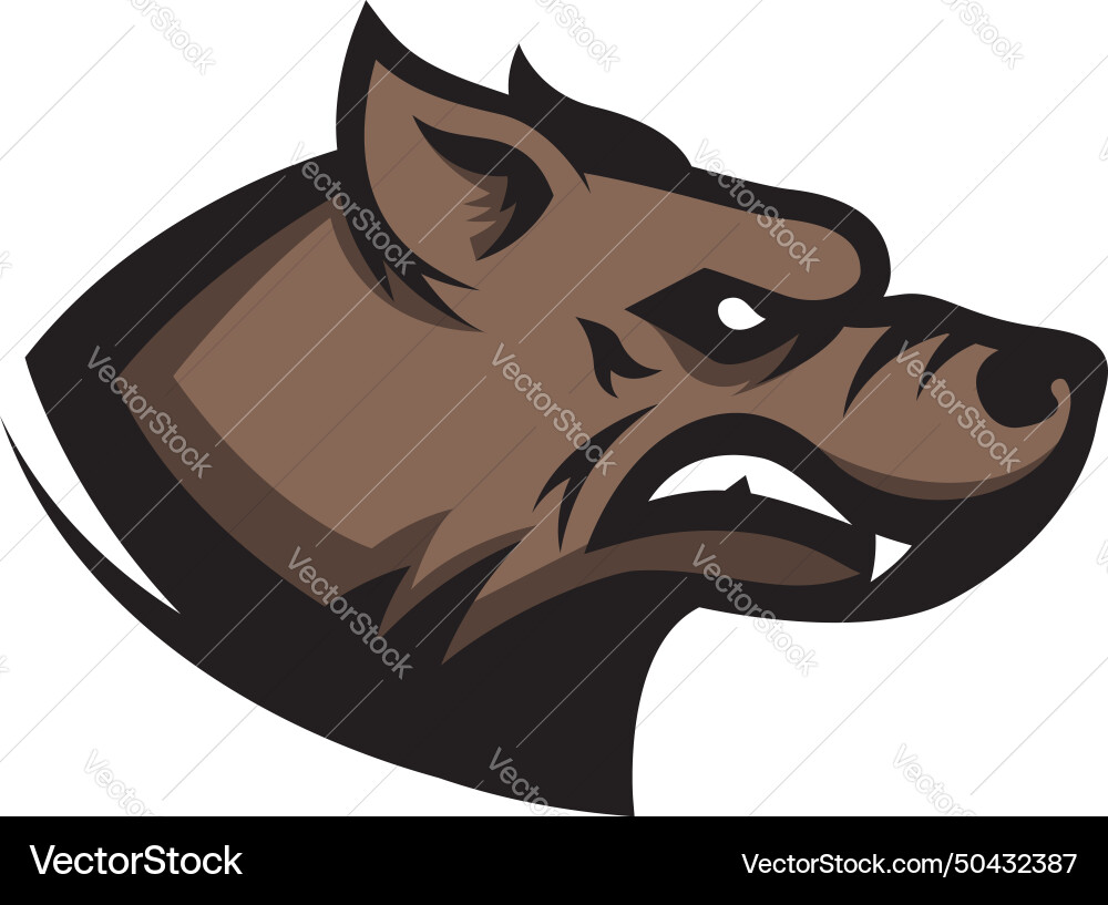 Angry dog head mascot design element Royalty Free Vector