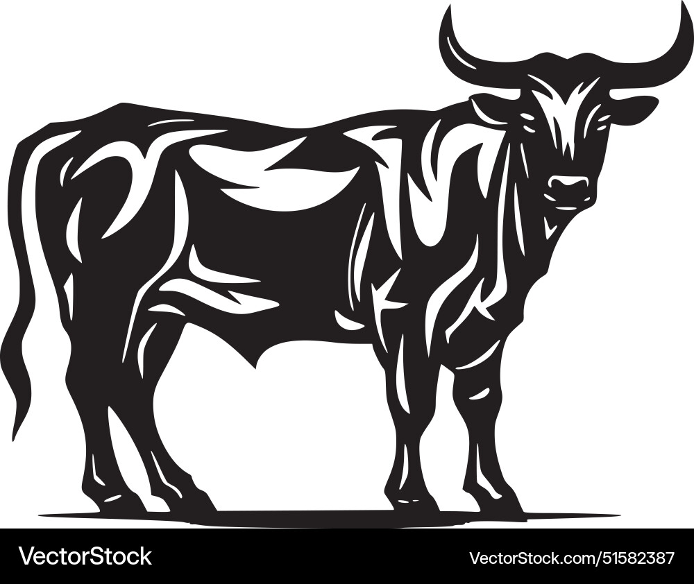 Bull - black and white Royalty Free Vector Image