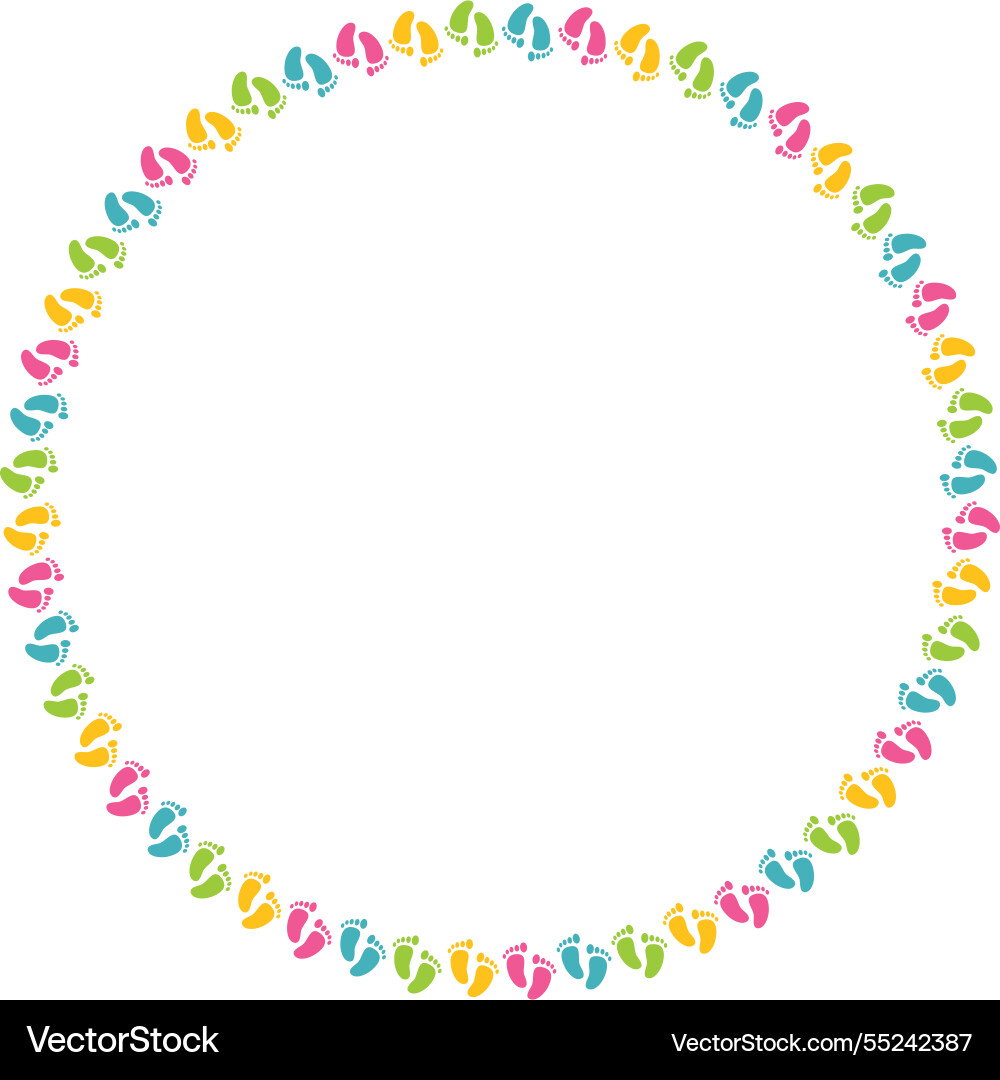 Children colorful footprints border frame Vector Image