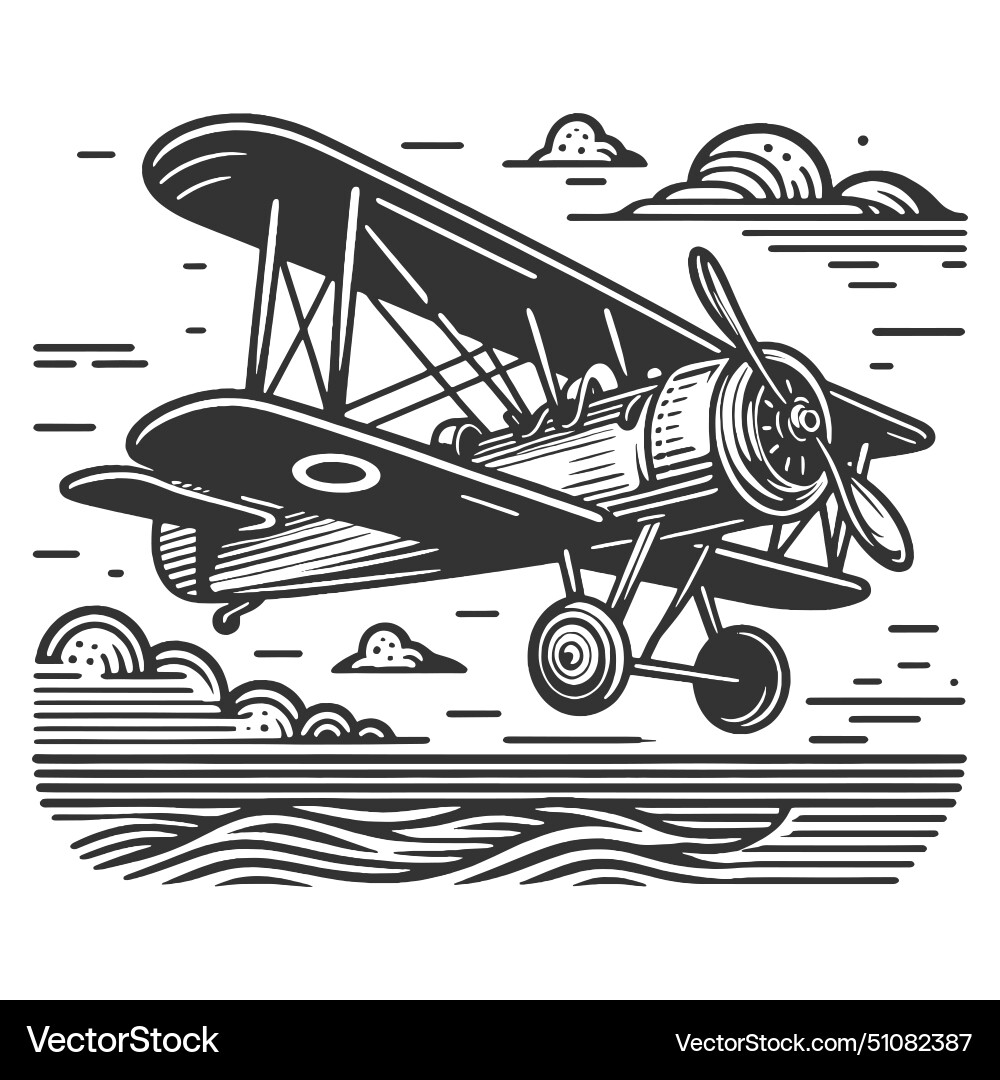 Classic biplane airplane Royalty Free Vector Image
