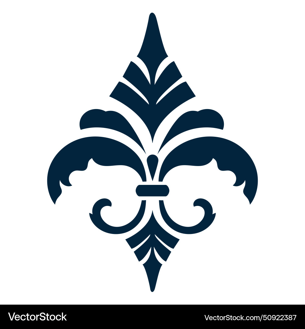 Damask central element isolated Royalty Free Vector Image
