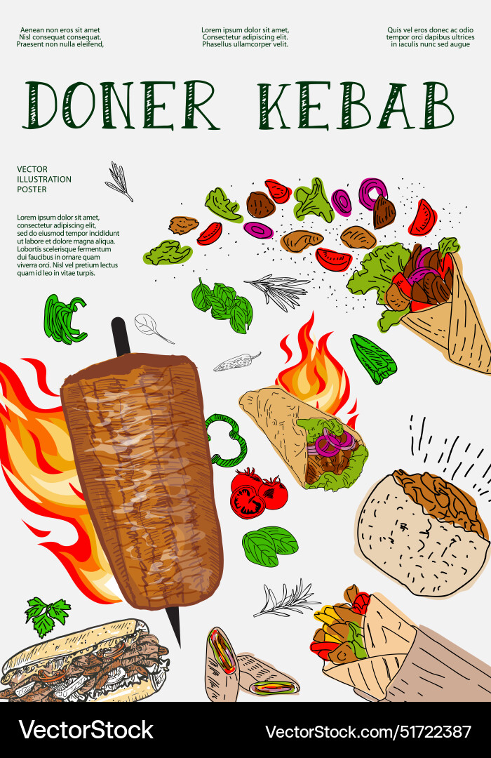 Doner kebab restaurant cafe poster template design