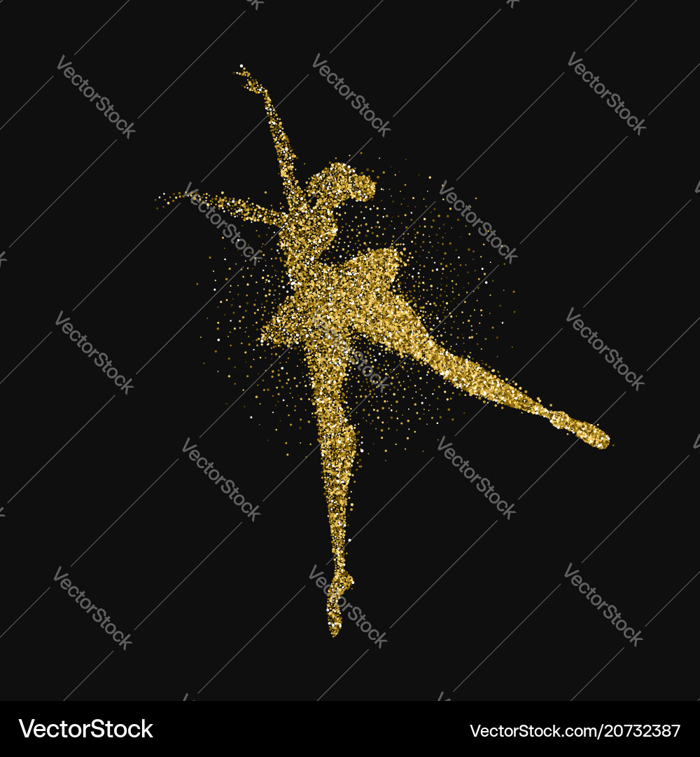 Gold Glitter Ballet Dancer Silhouette Royalty Free Vector