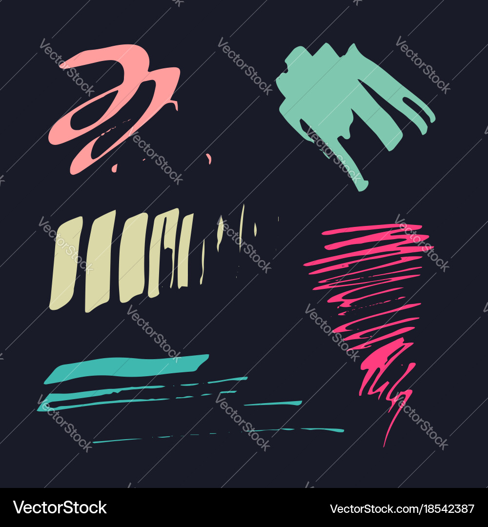 Grunge ink pen stroke set Royalty Free Vector Image