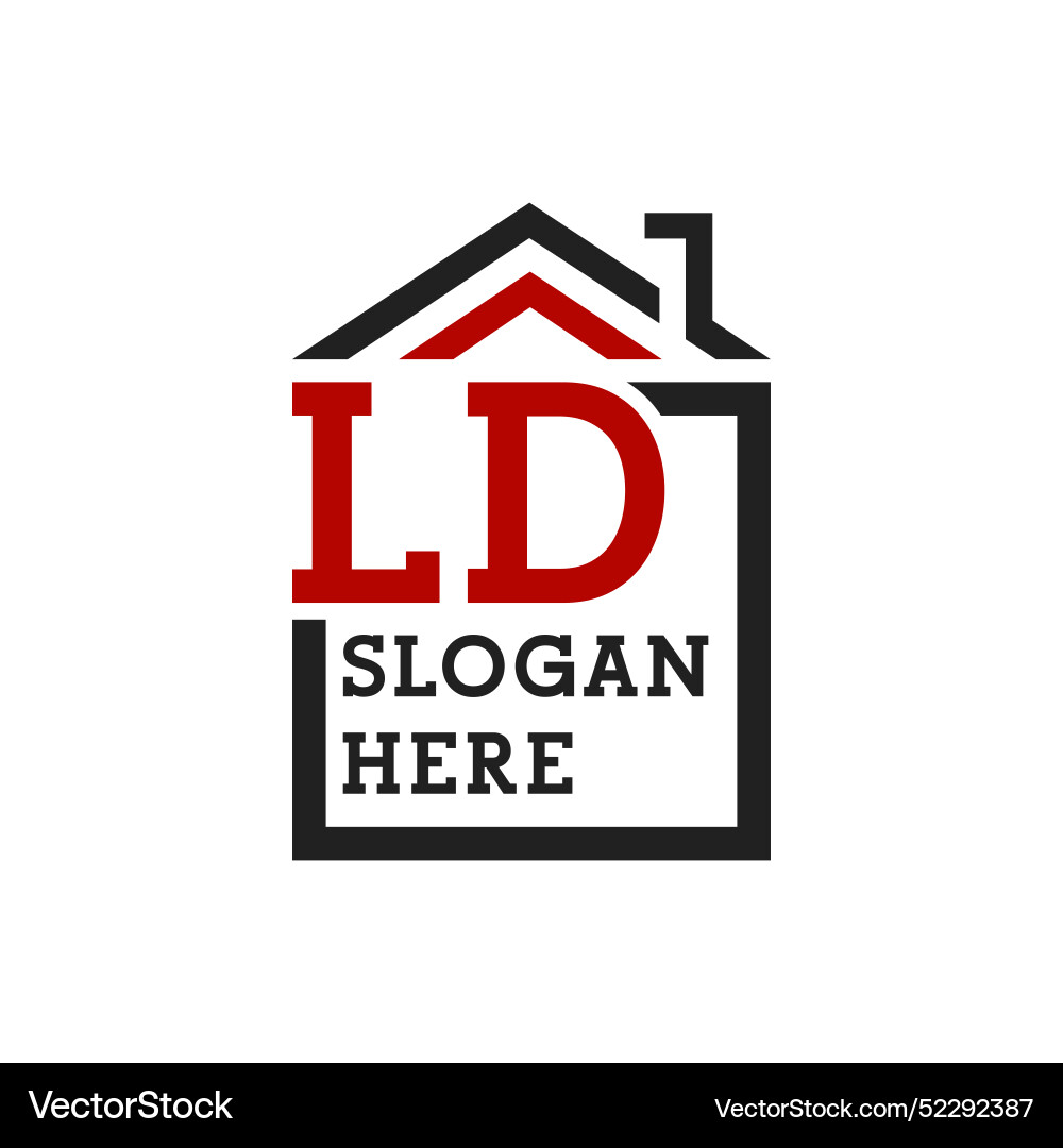 Initial ld house logo for roofing letter real Vector Image