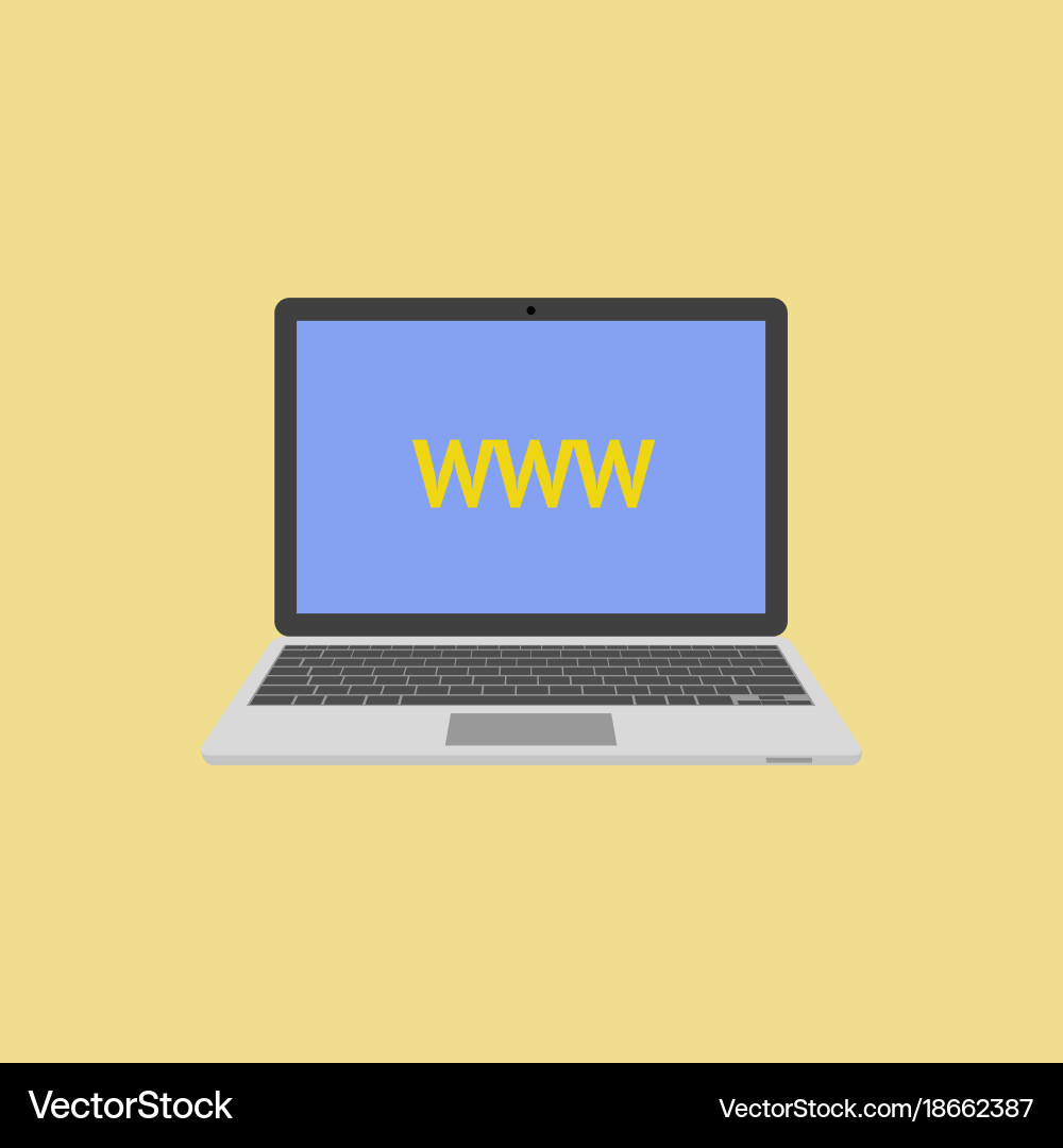 Laptop flat style with abbreviation www on screen Vector Image
