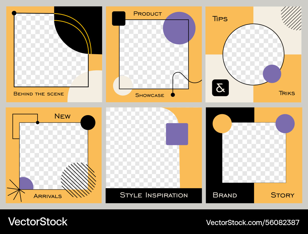 Modern geometric social media post template set Vector Image