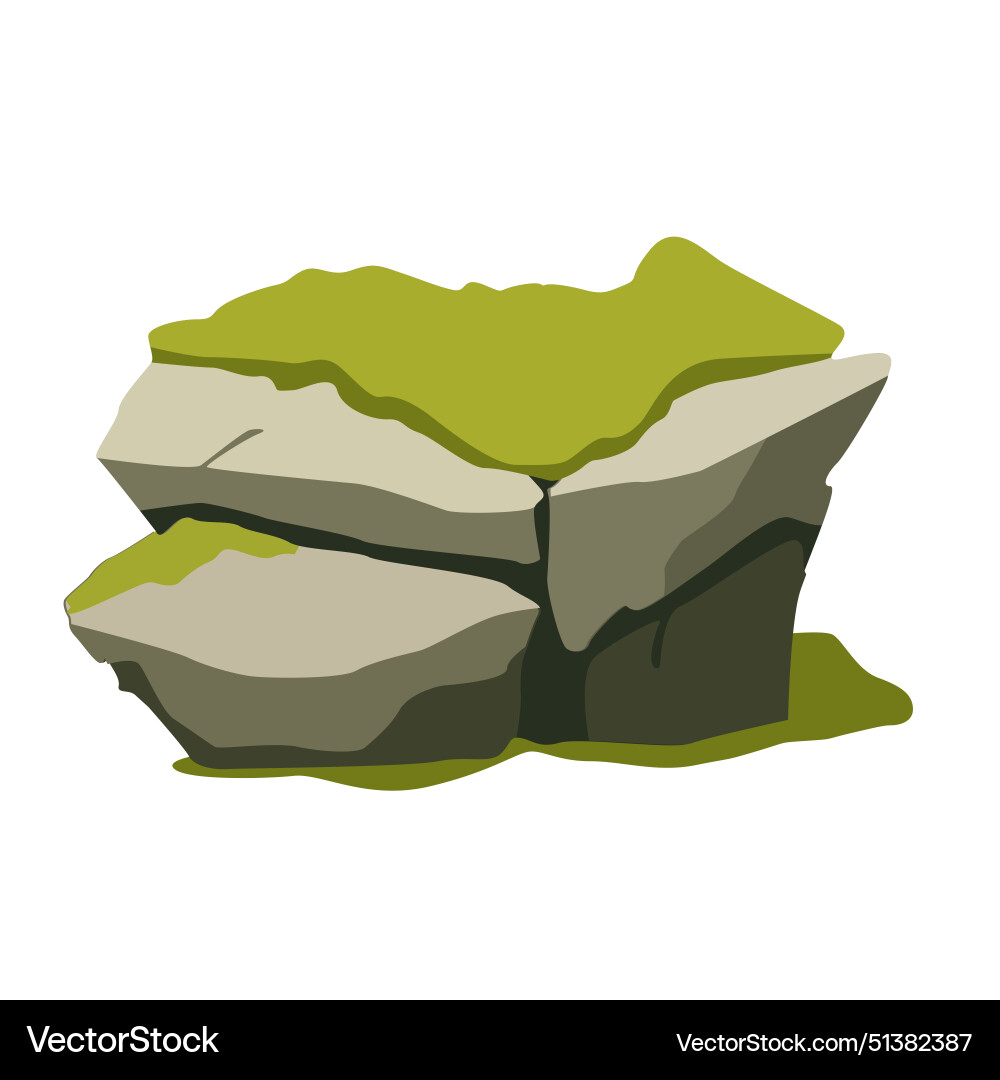 Mossy stone cartoon image rock with moss Vector Image
