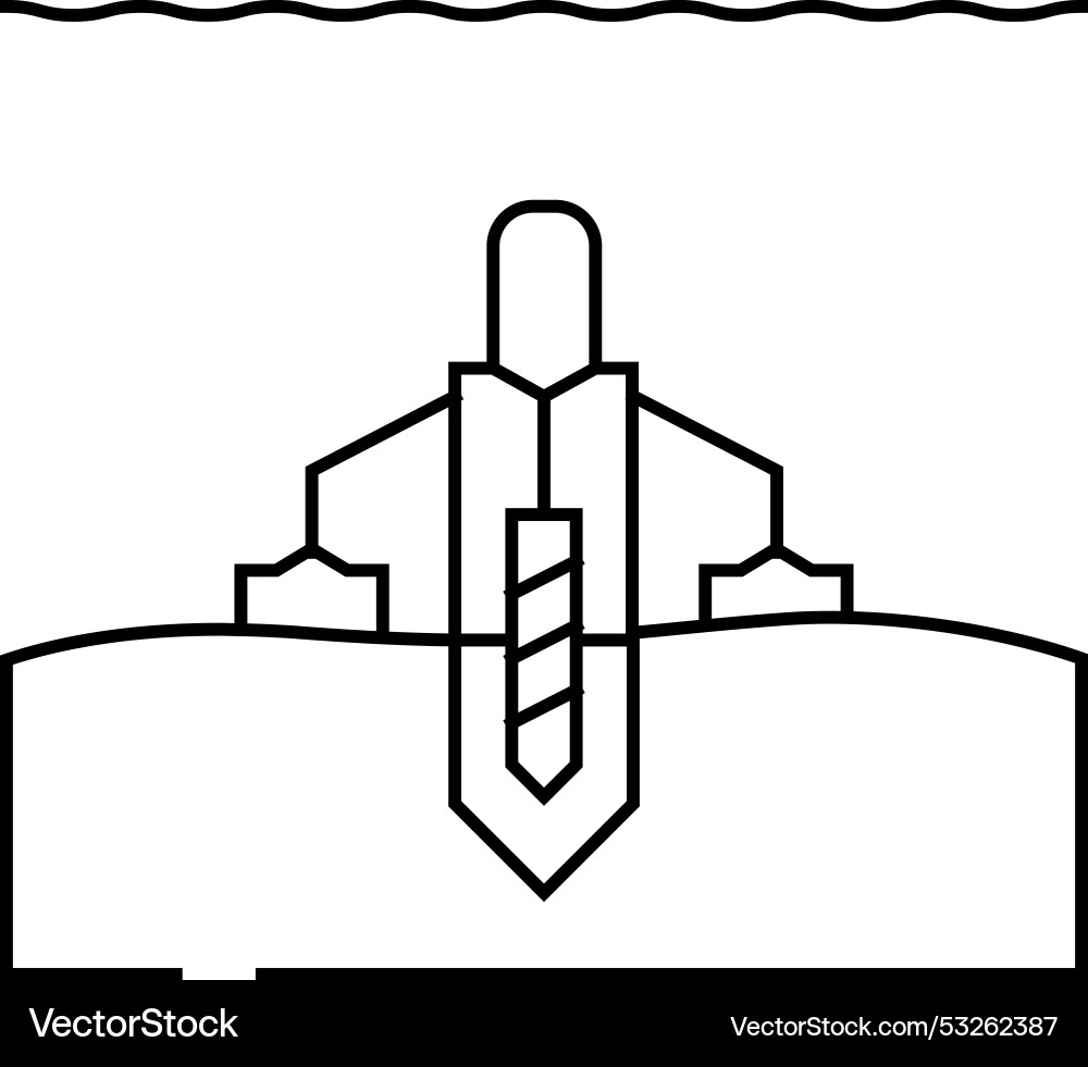 Offshore drilling petroleum engineer line icon Vector Image