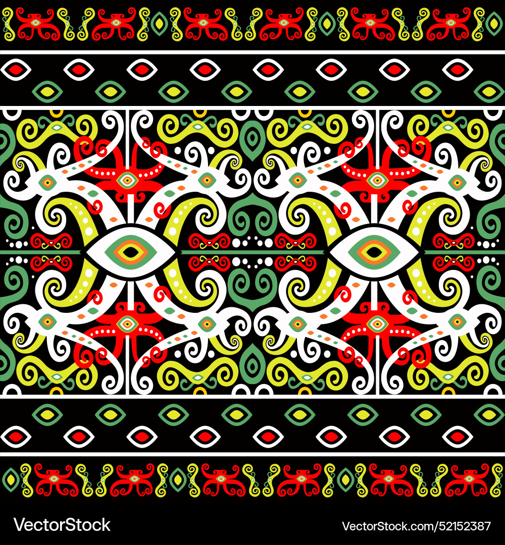 Pattern borneo motif 2 seamless Royalty Free Vector Image