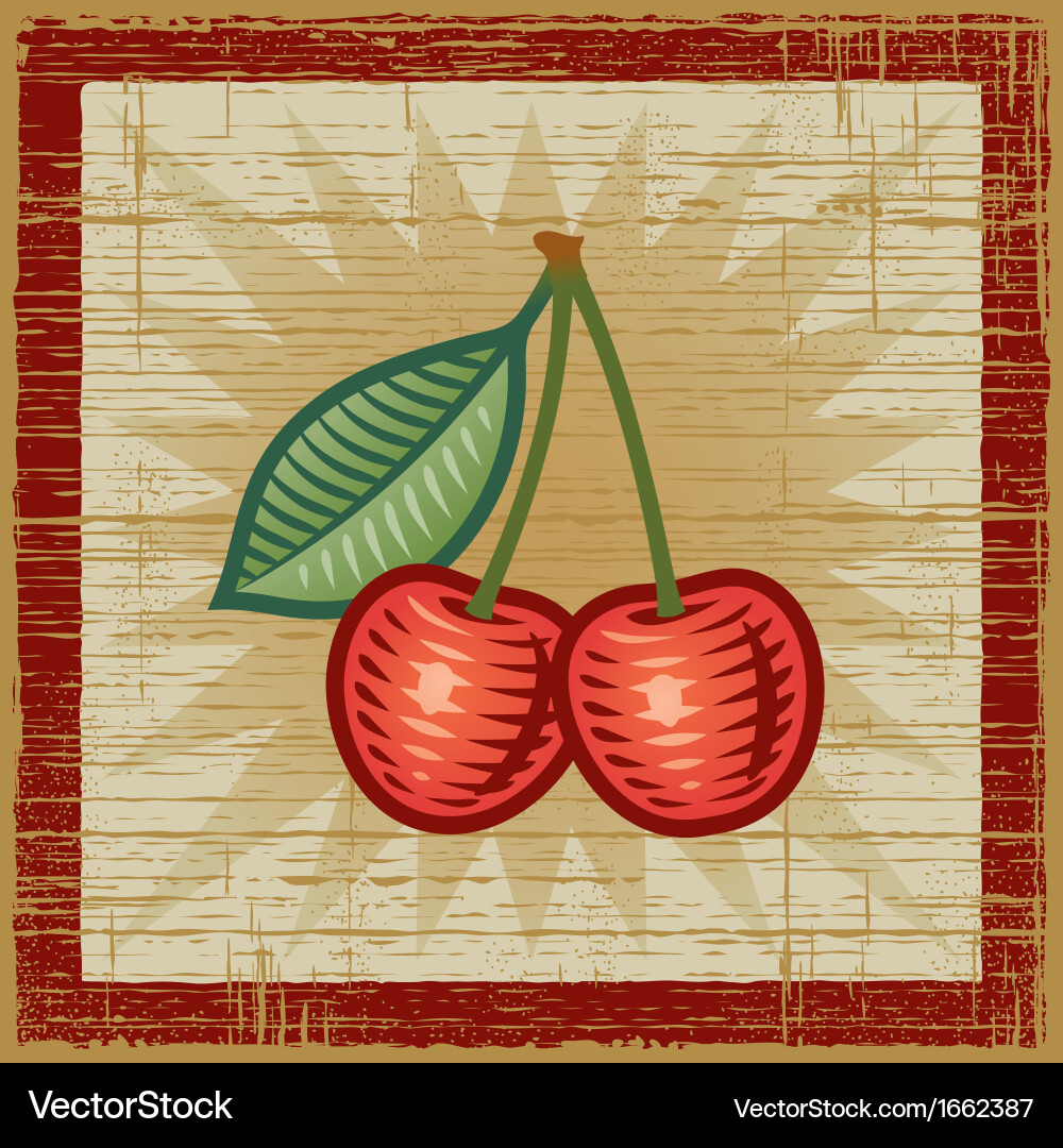 Retro cherry Royalty Free Vector Image - VectorStock