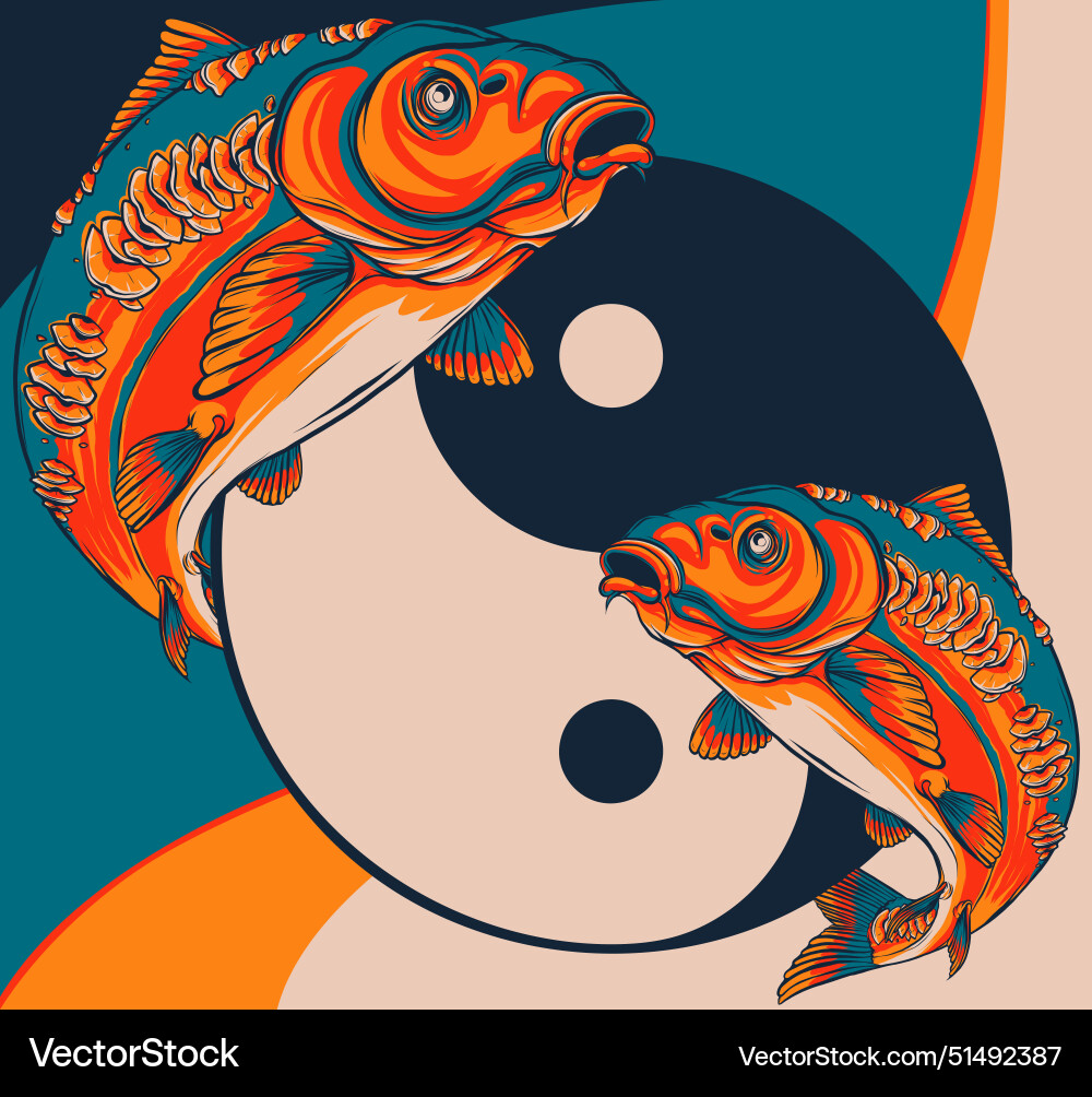 Two carp fishes Royalty Free Vector Image - VectorStock