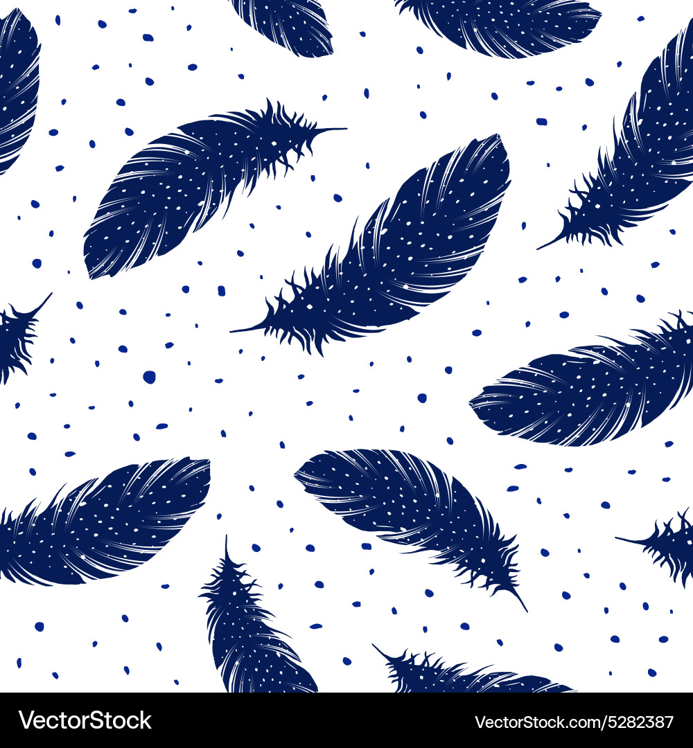 Vintage feather seamless background hand drawn Vector Image