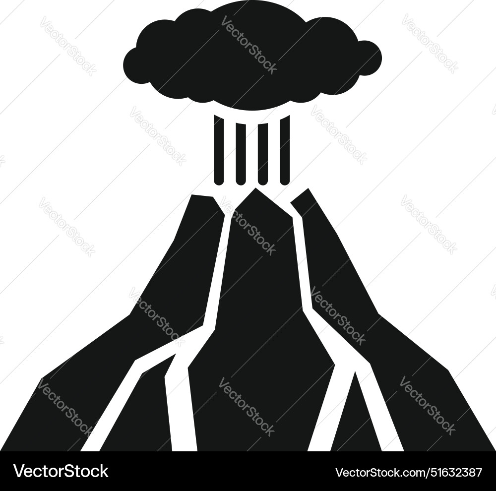 Volcano erupting with ash cloud and lava flowing Vector Image