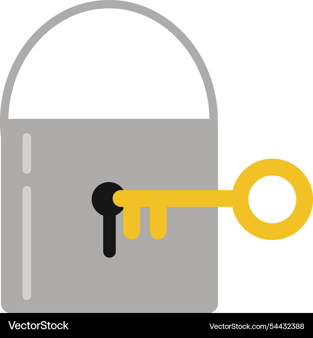 A key is shown in front of lock Royalty Free Vector Image